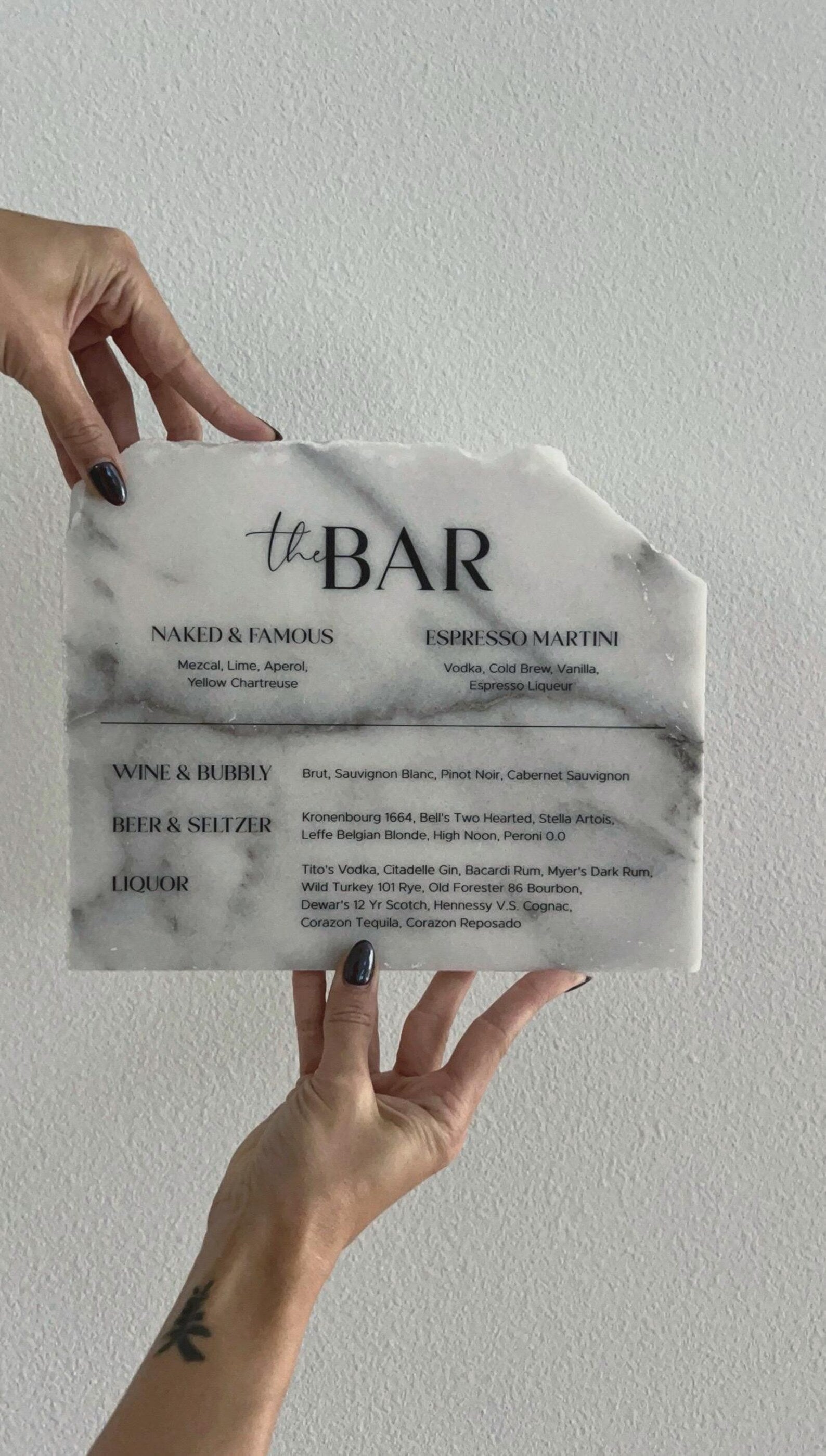 Moonlight Marble Bar Sign | Custom Event Signs - Luxe + Linen